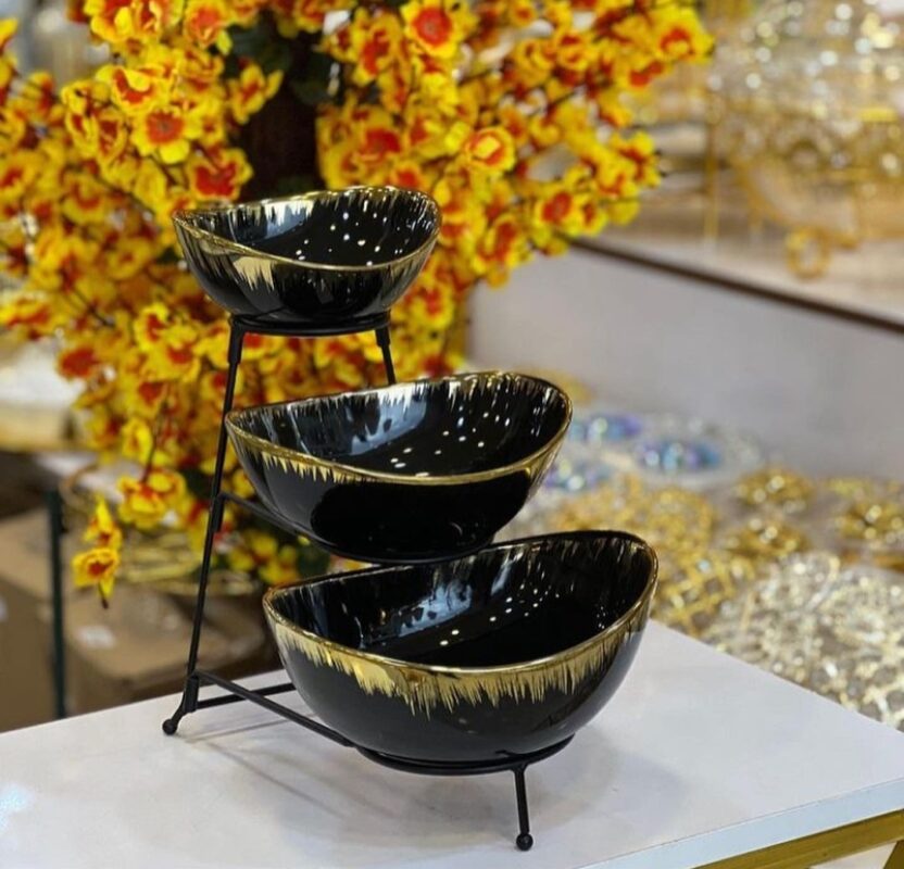 3 Tier Bowl Set With Metal Rank – Fajr's Collection | Your One Stop ...